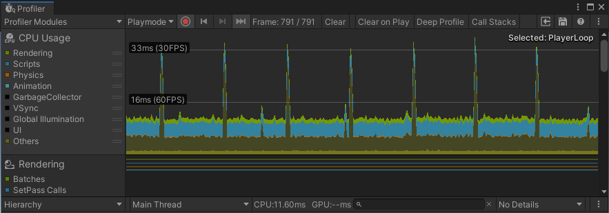 Вікно Unity Profiler