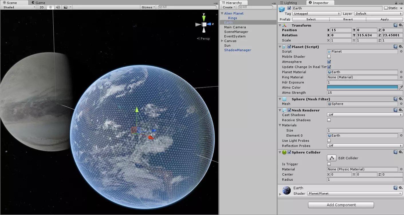 Огляд пакета Unity Asset Store Package Planet Shader And Shadowing System Sharp Coder Blog